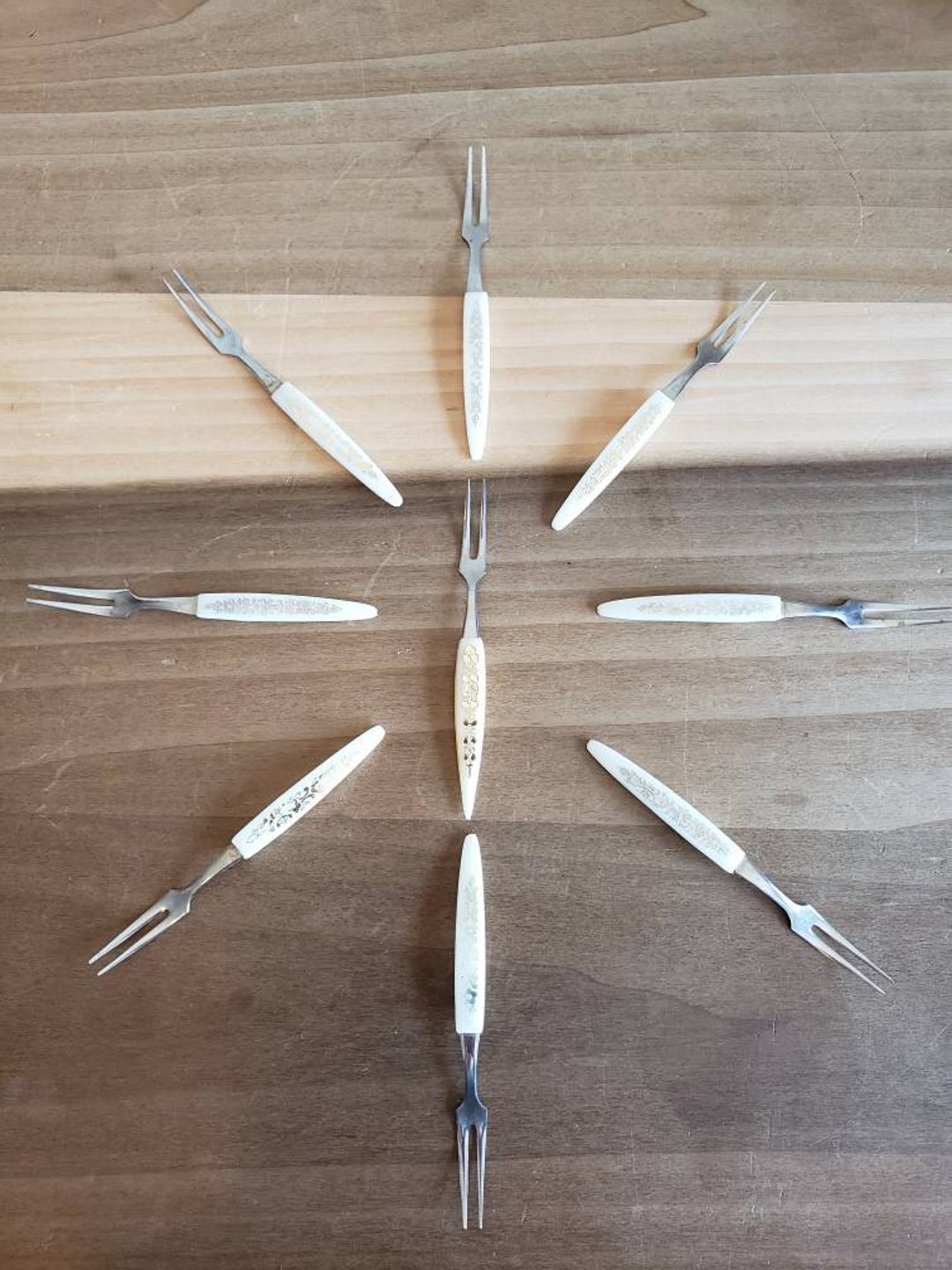 Vintage Shrimp Forks Cocktail Forks Plastic Floral Handles Made in ...