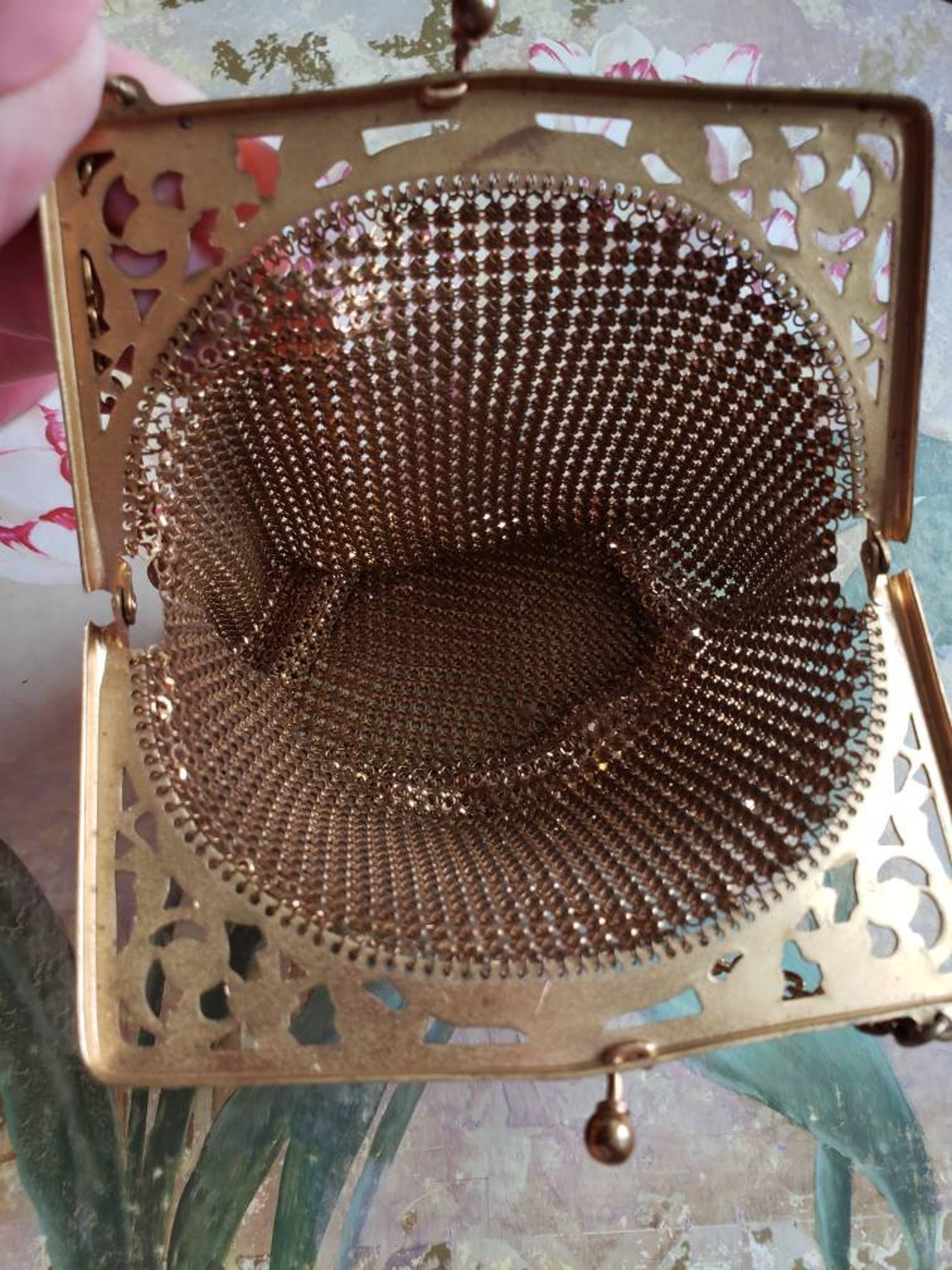 Vintage Gold Mesh Evening Purse Twist Closure Chain Wedding - Etsy