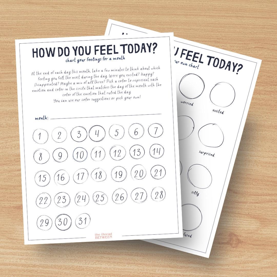 Printable Feelings Chart Bundle for Kids – DIY Emotions Chart + 31-day ...