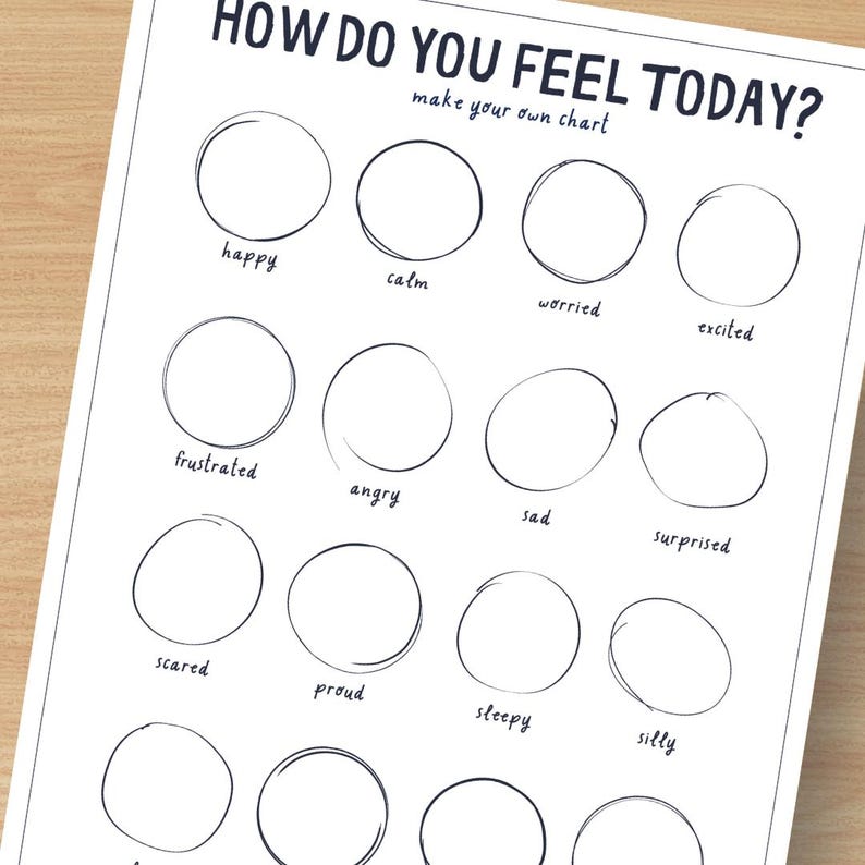 Printable Feelings Chart Bundle for Kids – DIY Emotions Chart + 31-day ...