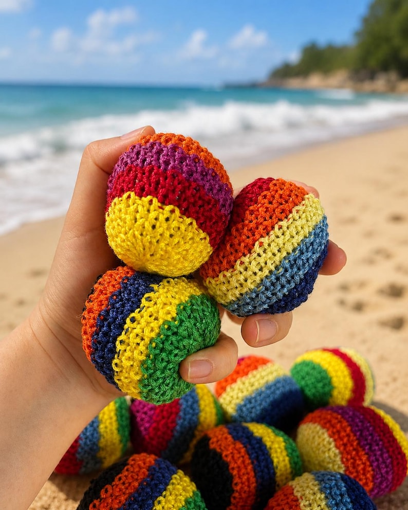 Handmade Crochet Hacky Sack Footbag, Rainbow Juggling Ball, Fidget ...