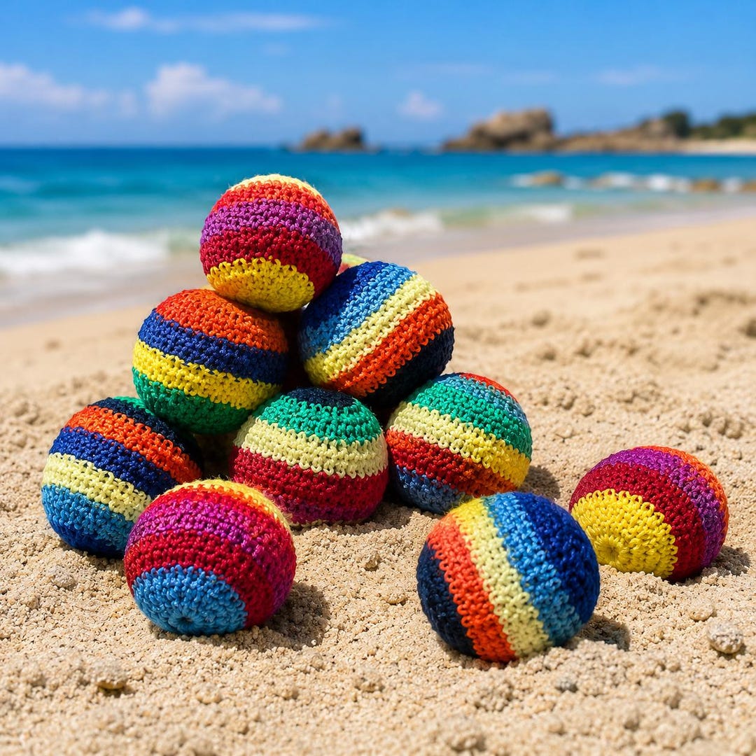 Handmade Crochet Hacky Sack Footbag, Rainbow Juggling Ball, Fidget ...
