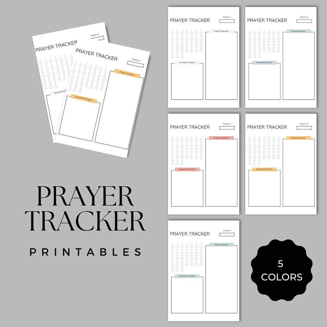 Prayer Tracker Journal Printable Template: Bible Verse Gratitude ...