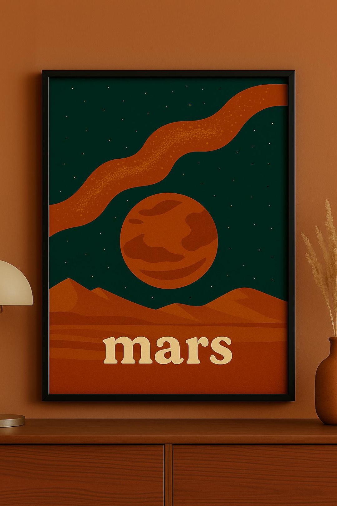 Mars Retro Wall Art – Midcentury Mars Print for Space Lovers, Rust ...