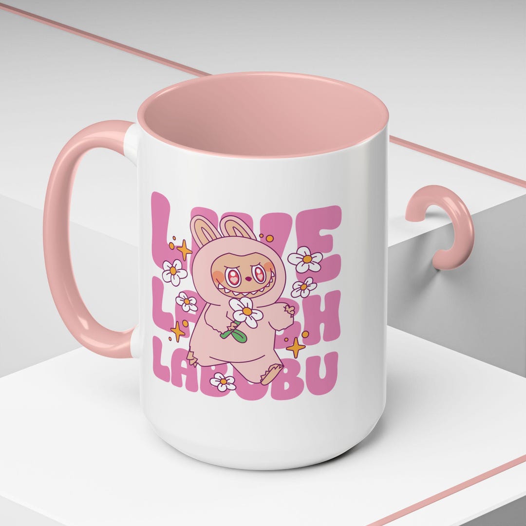 Cute Pink Live Laugh Labubu Coffee Mug, Kawaii Mug, Gift for Her ...