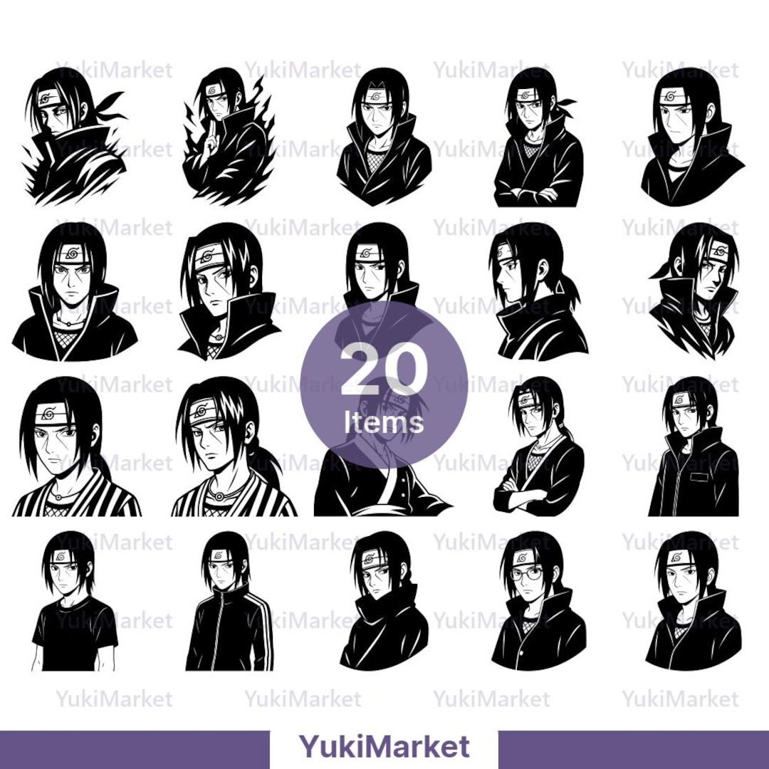 Itachi Uchiha SVG PNG Bundle 20 Items , Naruto Anime Digital Download ...
