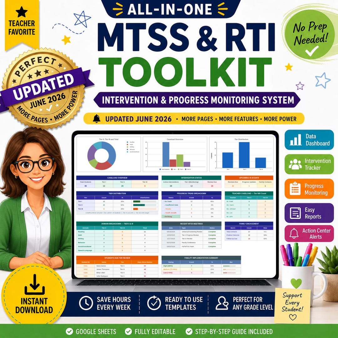 MTSS RTI Complete School Tracker | Tier 1 2 3 Data Tracking | Progress ...