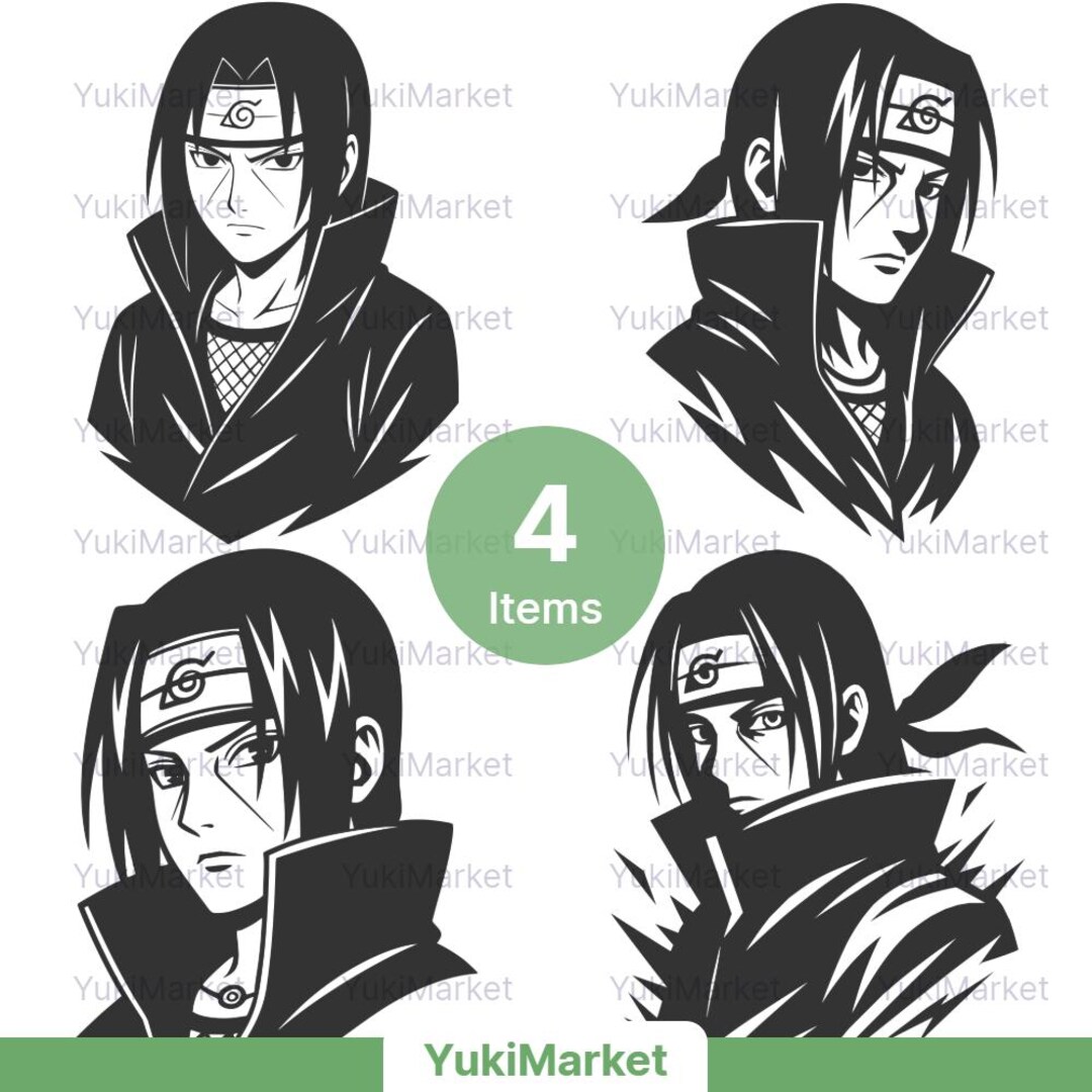 Itachi Uchiha SVG PNG Bundle 4 Items , Naruto Anime Digital Download ...