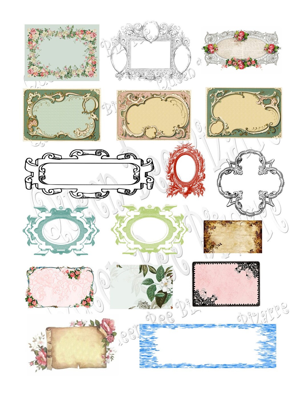 Frames, Photo Frames, Printable Frames, Junk Journal, Scrapbooking - Etsy