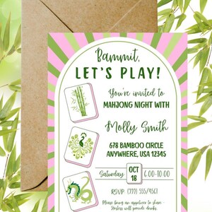 Mahjong Girls Night Invitation: Bamboo Design (digital Download, 5x7 ...
