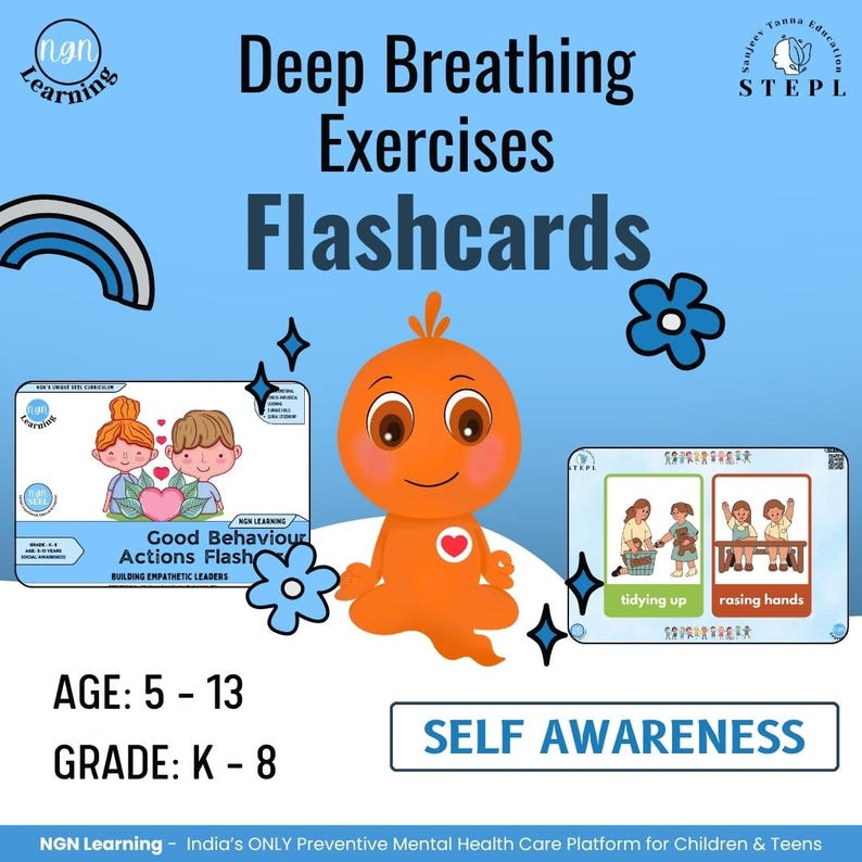 Deep Breathing Exercises Flashcards - Etsy