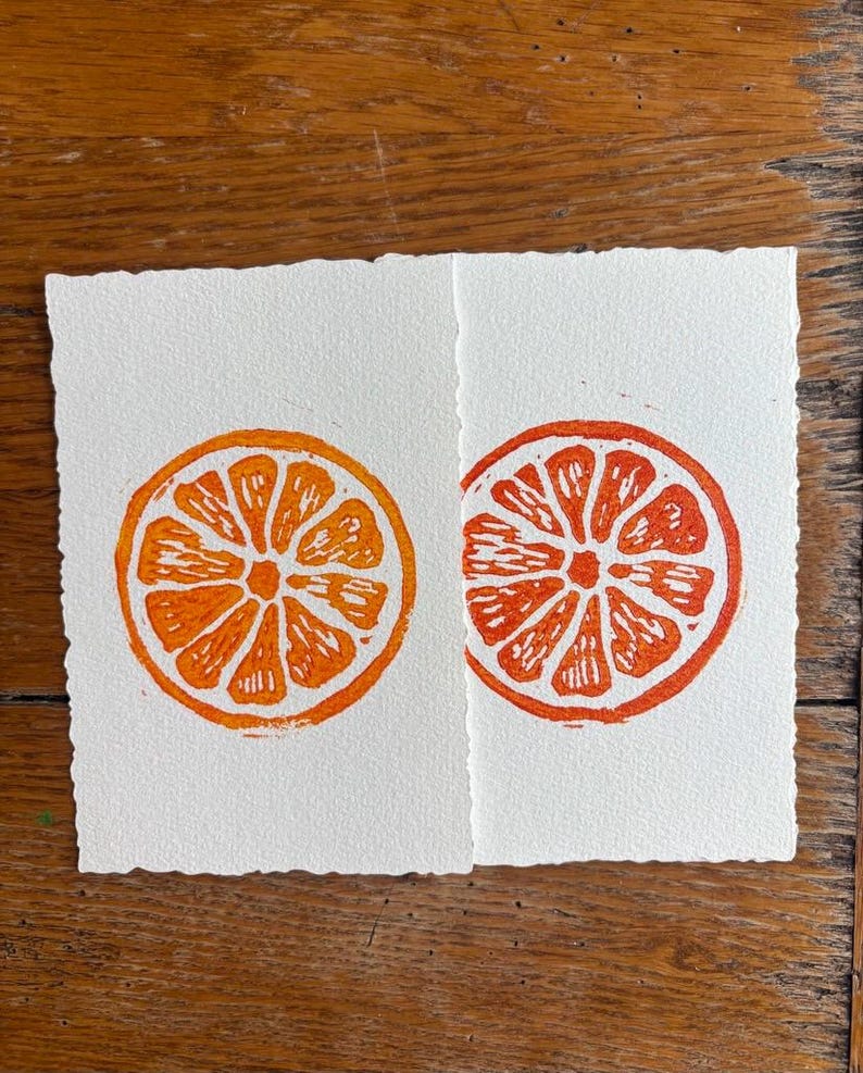 Blank Hand Printed Citrus Art Cards (1 Count) - Etsy