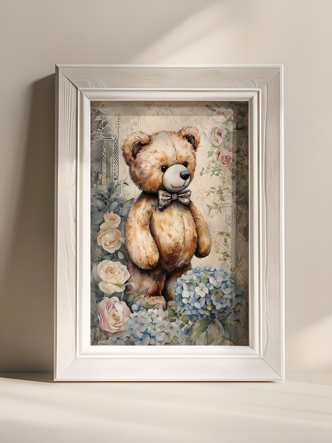 Teddy Bear Poster, Vintage Teddy Bear Wall Art, Nursery Wall Art, Teddy ...
