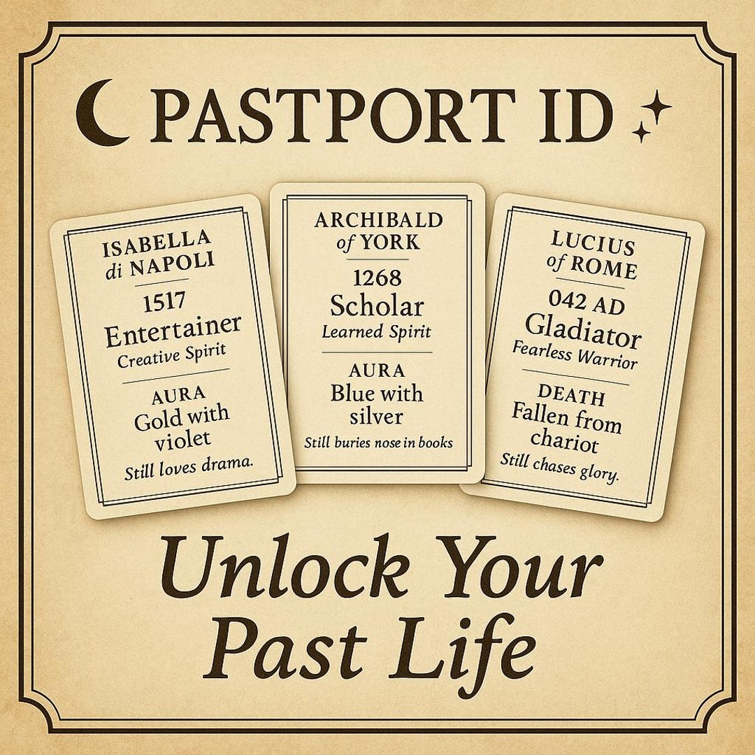 Custom Past Life ID Card | Personalized Reincarnation Report PDF ...