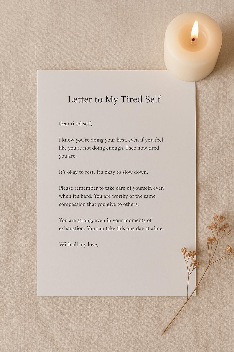 Printable Letter to My Tired Self – Burnout Recovery + Emotional ...