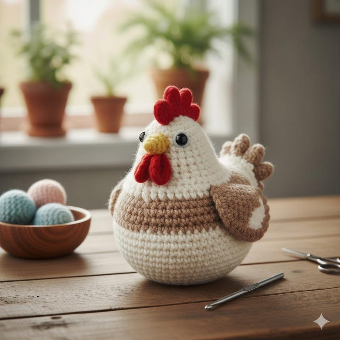 Plush Amigurumi Chicken Crochet Toy Pattern PDF, Stuffed Plush Easy ...