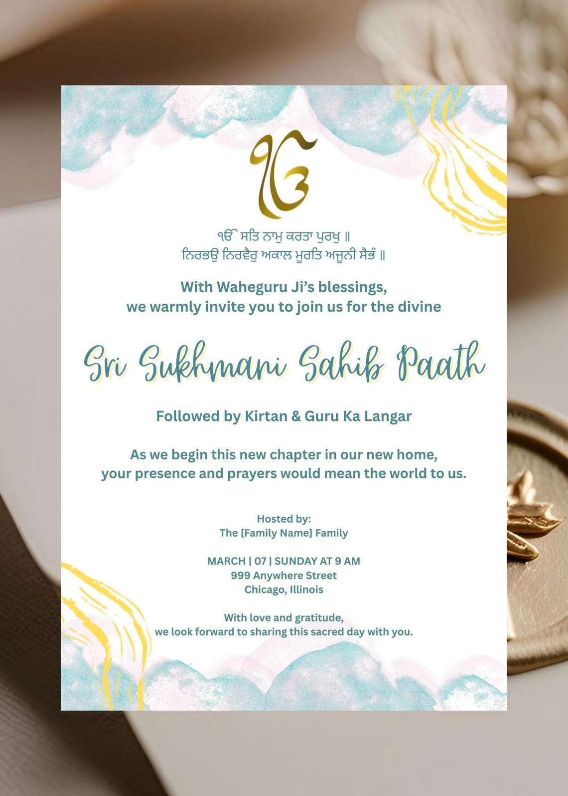 Sukhmani Sahib Invitation, Editable Invite for Akhand Path, Digital ...