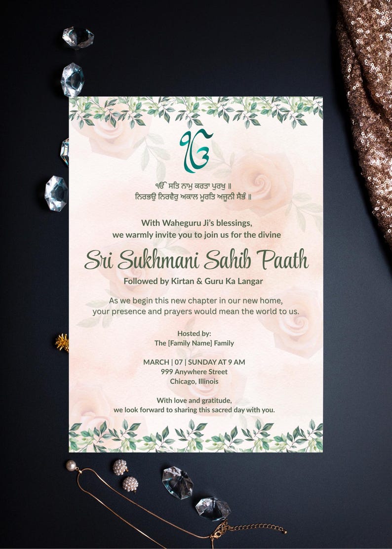 Sukhmani Sahib Invitation, Editable Invite for Akhand Path, Digital ...
