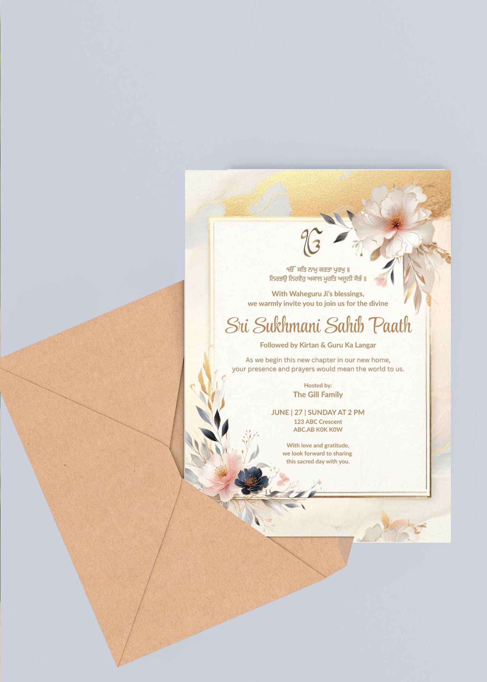 Editable Sri Sukhmani Sahib Invite, Akhand Paath Card, Sehaj Path, Sikh ...