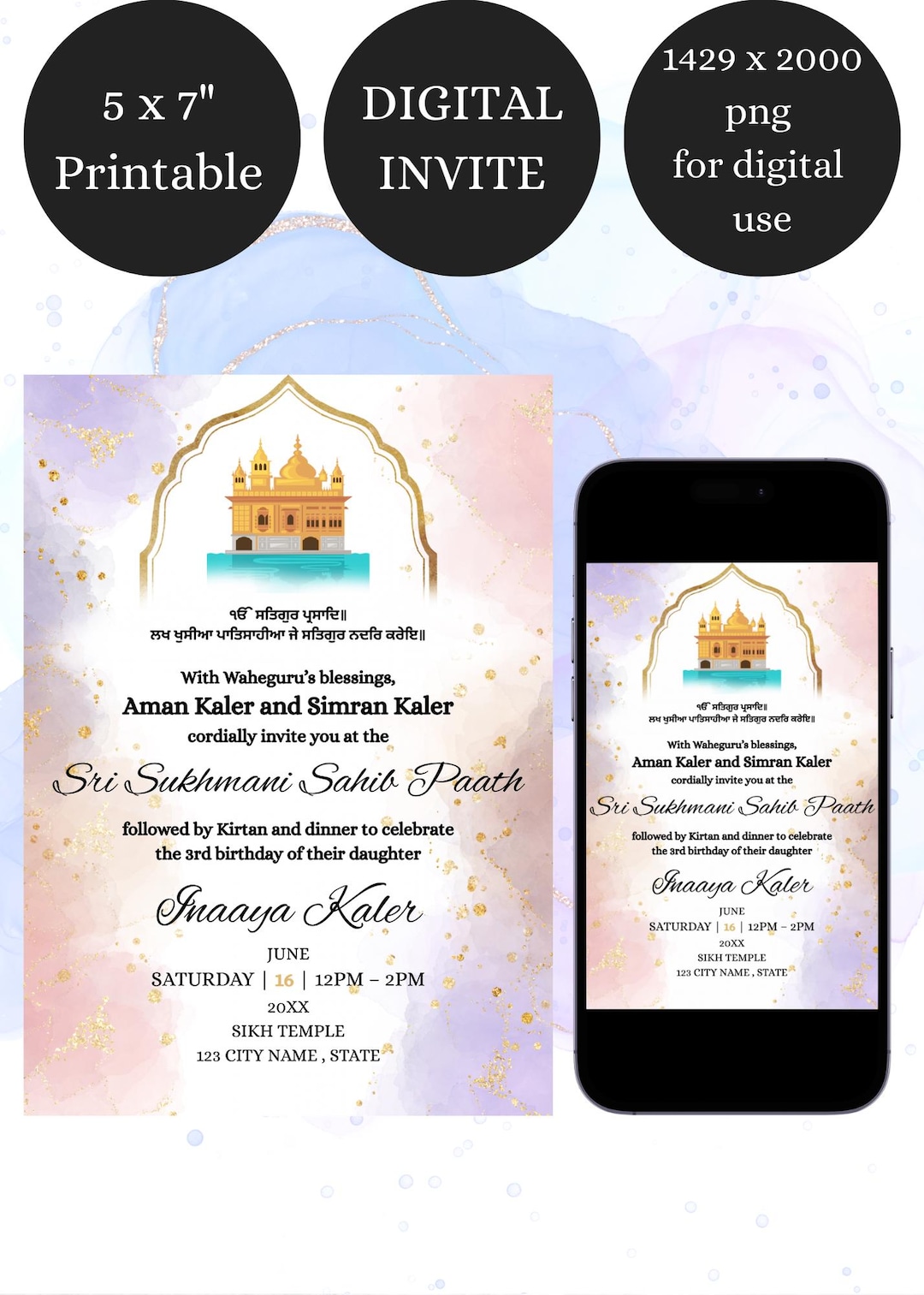Editable Sukhmani Sahib Path Invitation, Sikh Birthday Paath Invite ...