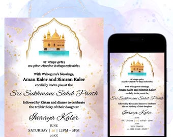 Editable Sukhmani Sahib Path Invitation, Sikh Birthday Paath Invite ...
