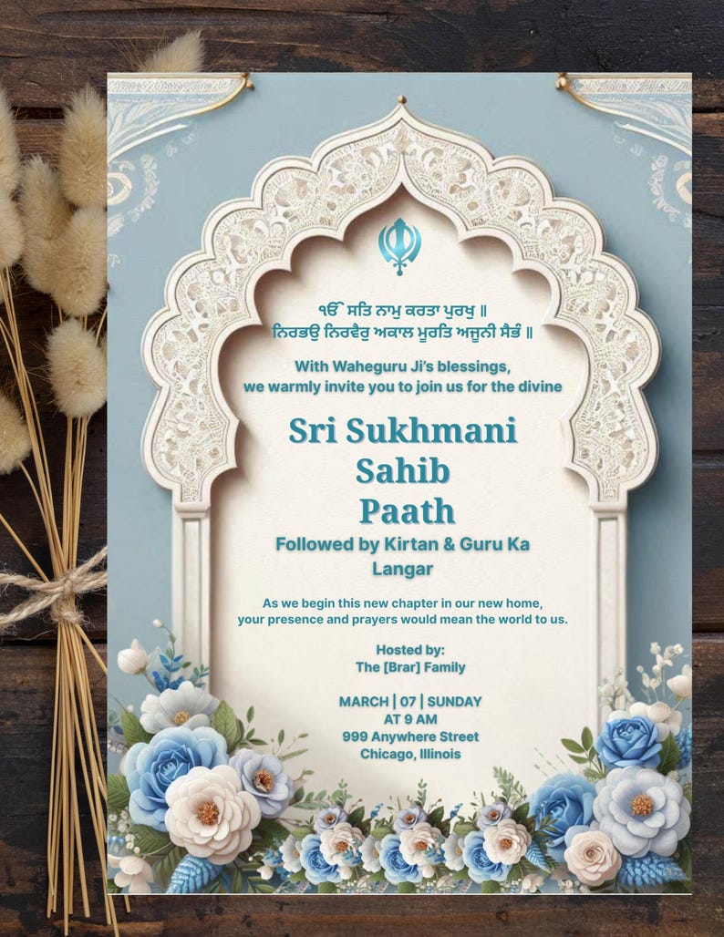 Sukhmani Sahib Invitation, Editable Invite for Akhand Path, Digital ...