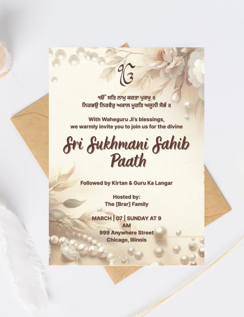 Sukhmani Sahib Invitation, Editable Invite for Akhand Path, Digital ...
