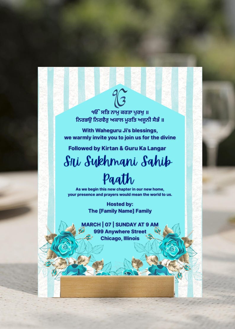 Sri Sukhmani Sahib Path Digital Invite, Editable Punjabi Kirtan ...
