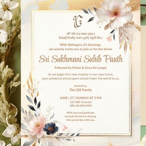 Editable Sri Sukhmani Sahib Invite, Akhand Paath Card, Sehaj Path, Sikh ...