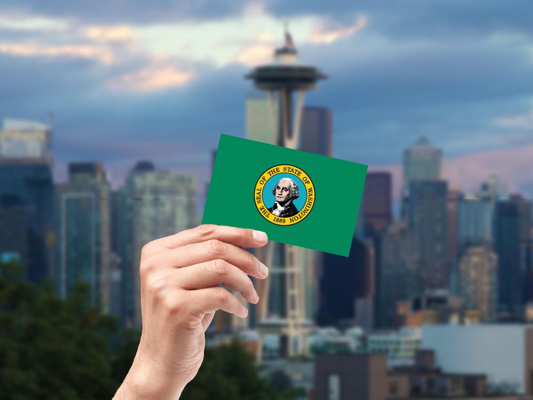 WASHINGTON State Flag Sticker, United States Flag, Sticker, State Flags ...