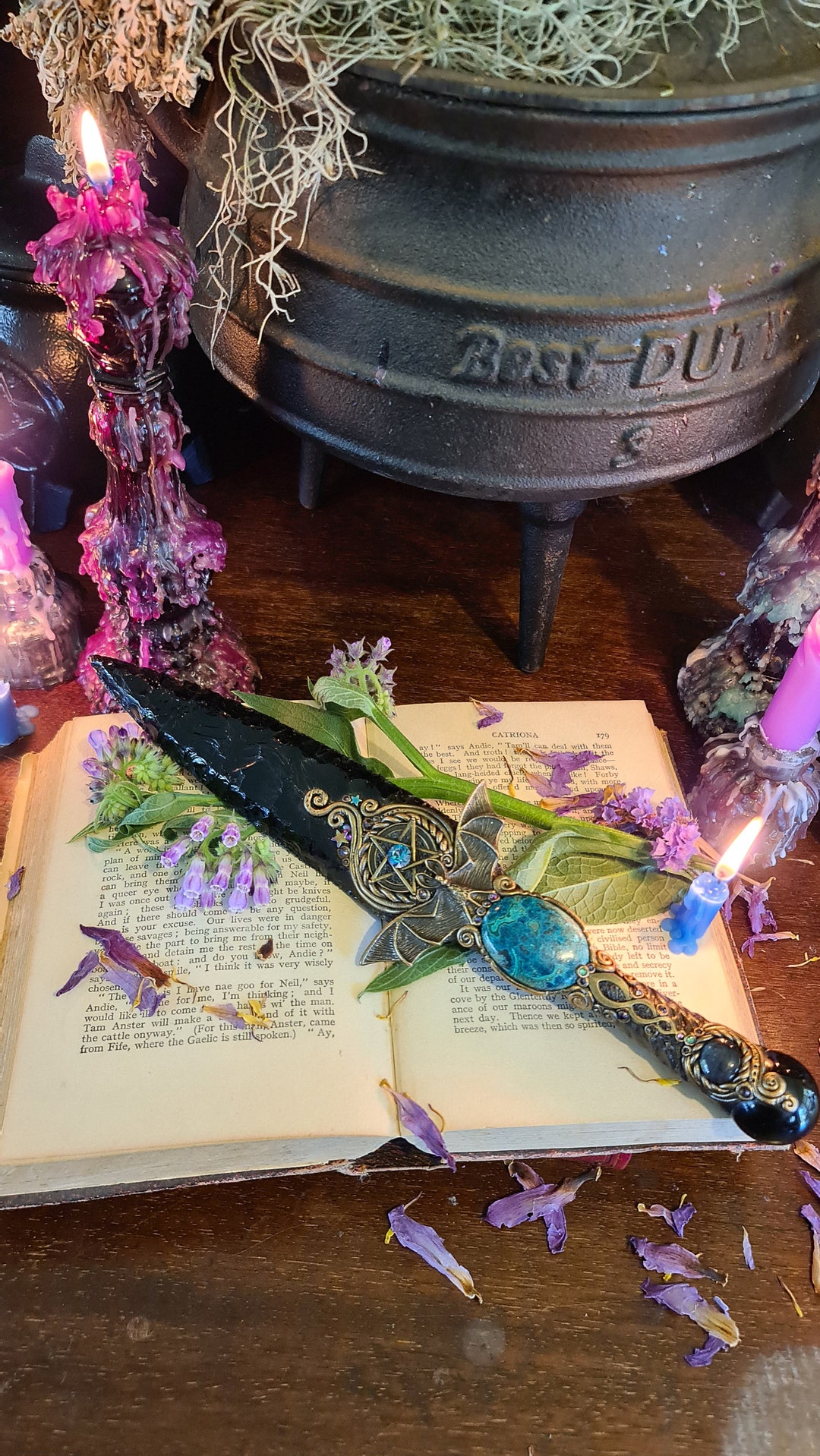 The BAT ATHAME ~ With Obsidian Blade, Labradorite, Chrysocolla ...