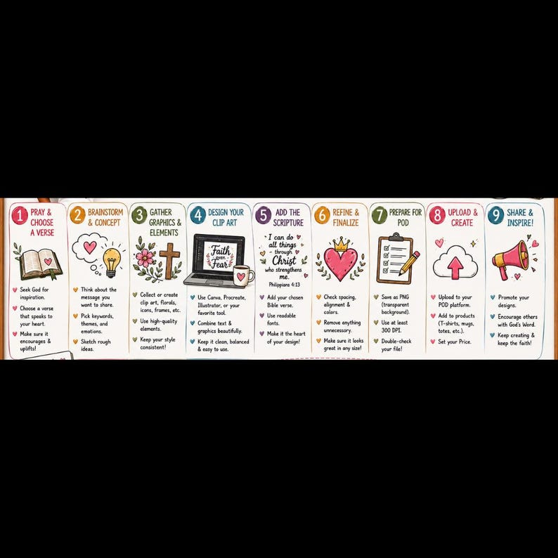 Bible Verse Clip Art Workflow Guide, Faith POD Printable, Christian ...