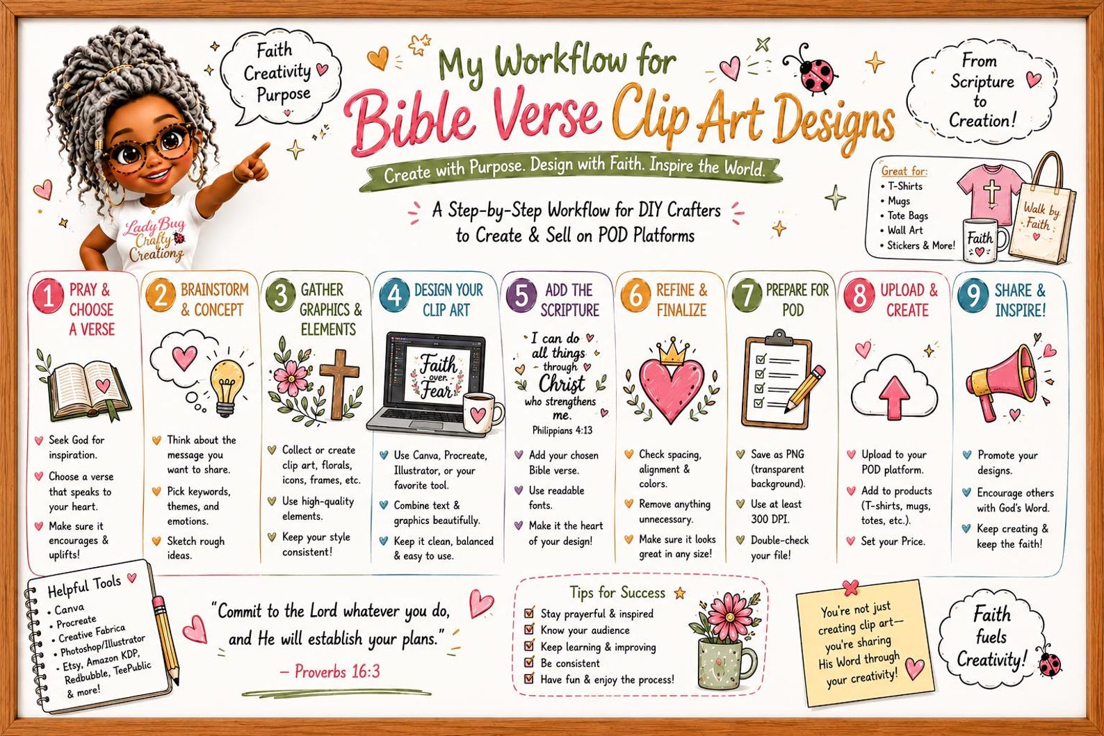 Bible Verse Clip Art Workflow Guide, Faith POD Printable, Christian ...