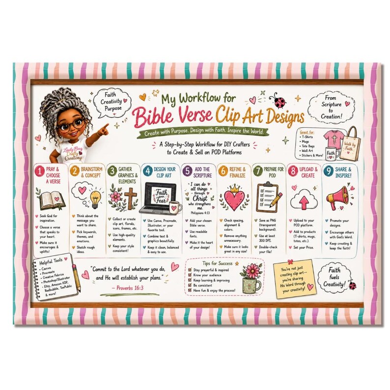 Bible Verse Clip Art Workflow Guide, Faith POD Printable, Christian ...