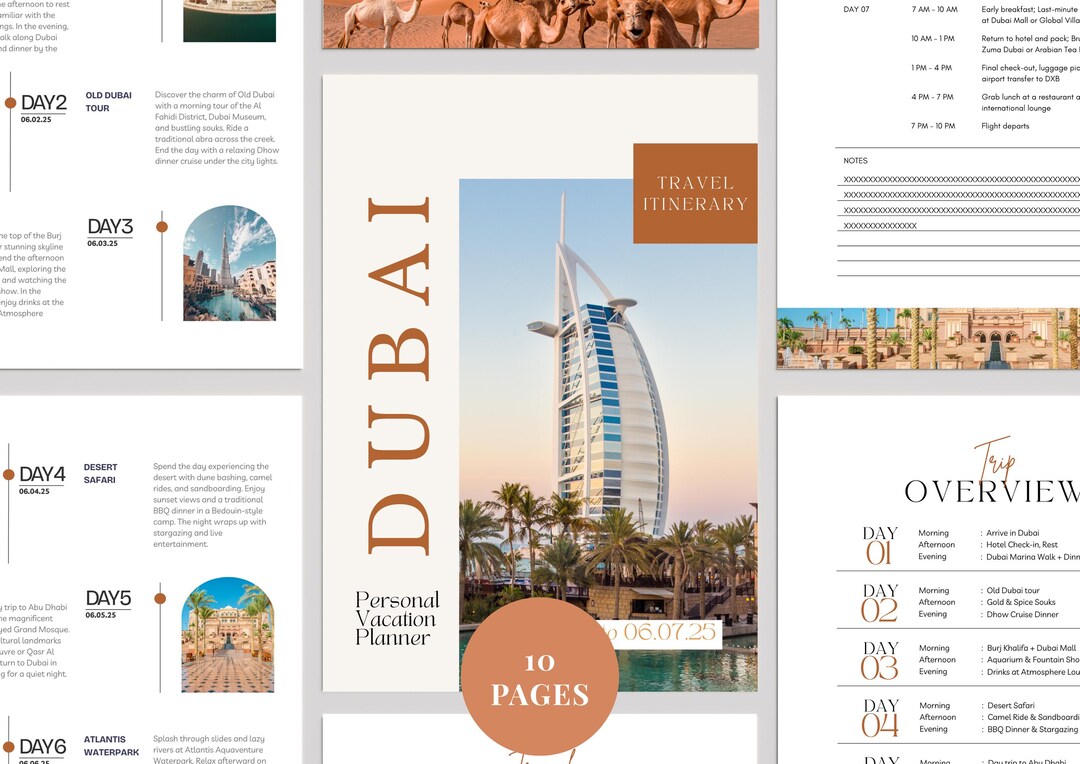 Editable Vacation Itinerary Template, Canva Holiday Trip Planner ...