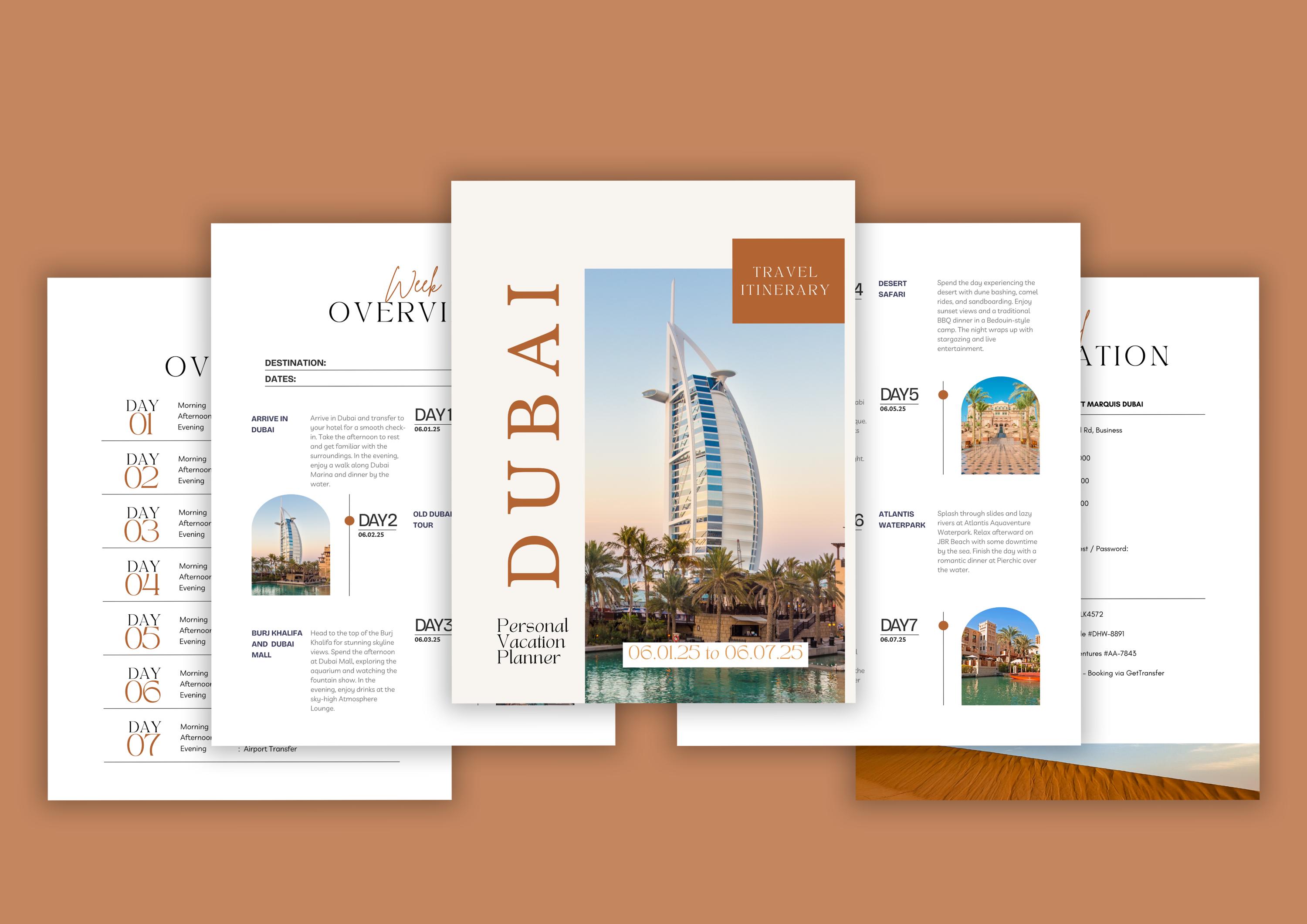Editable Vacation Itinerary Template, Canva Holiday Trip Planner ...