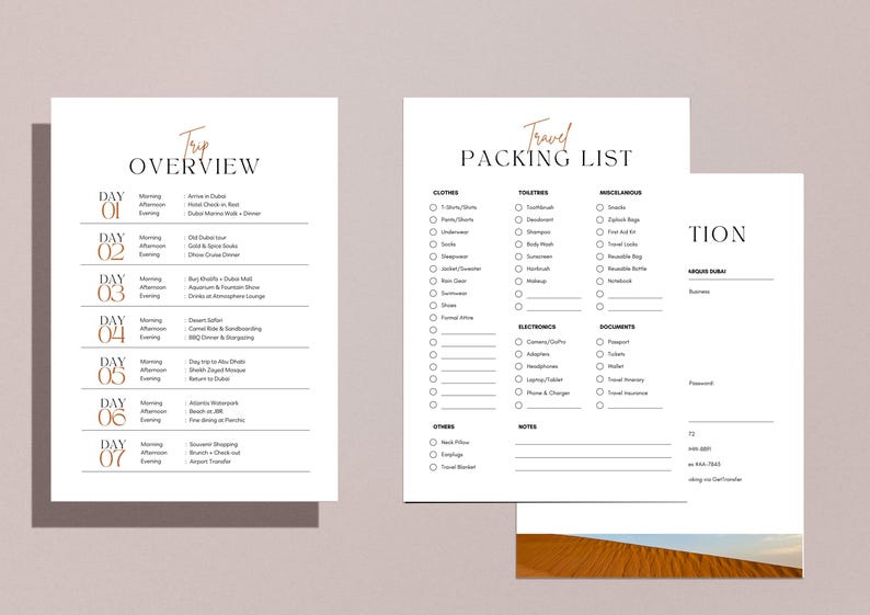 Editable Vacation Itinerary Template, Canva Holiday Trip Planner ...