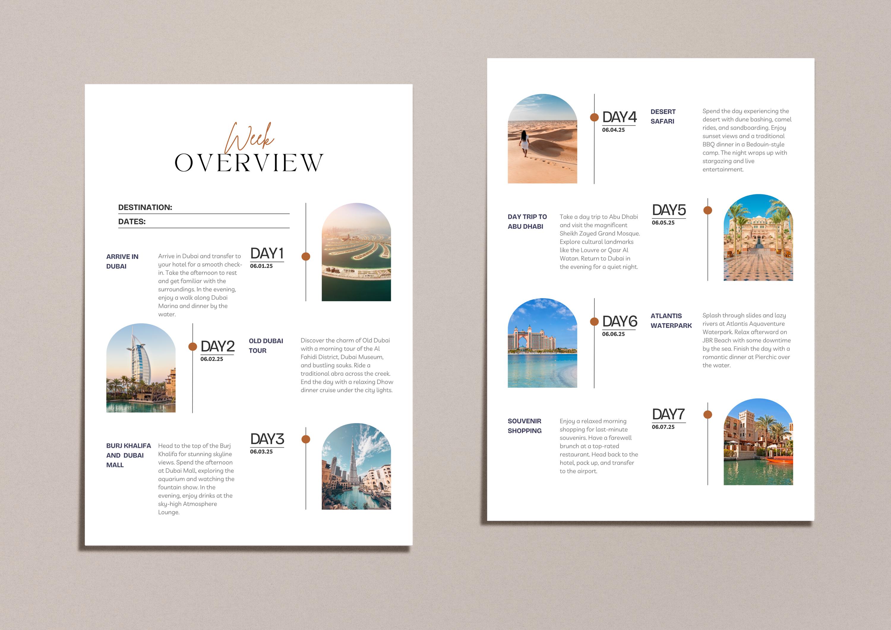 Editable Vacation Itinerary Template, Canva Holiday Trip Planner ...