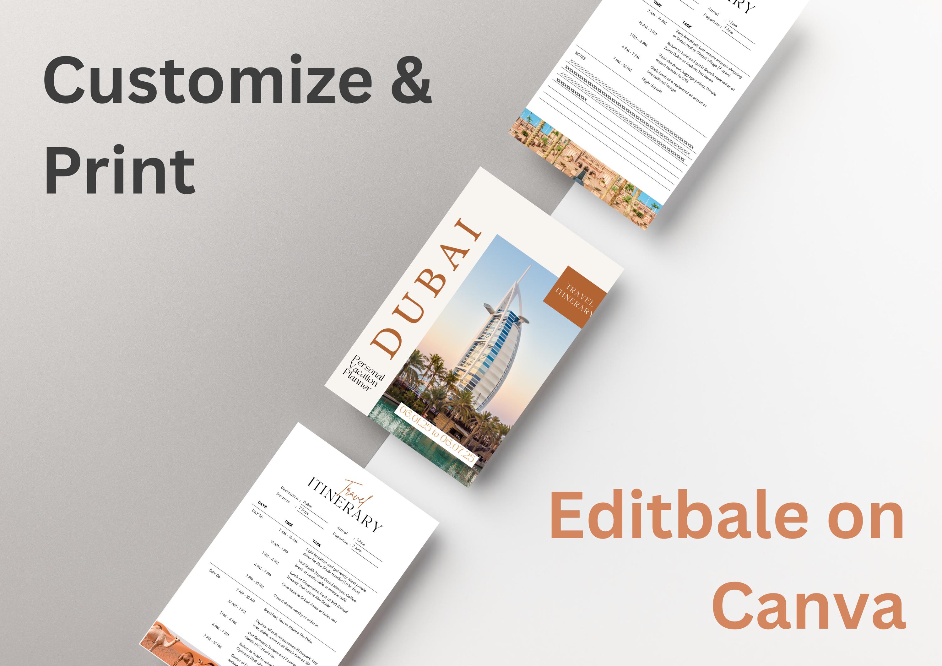 Editable Vacation Itinerary Template, Canva Holiday Trip Planner ...