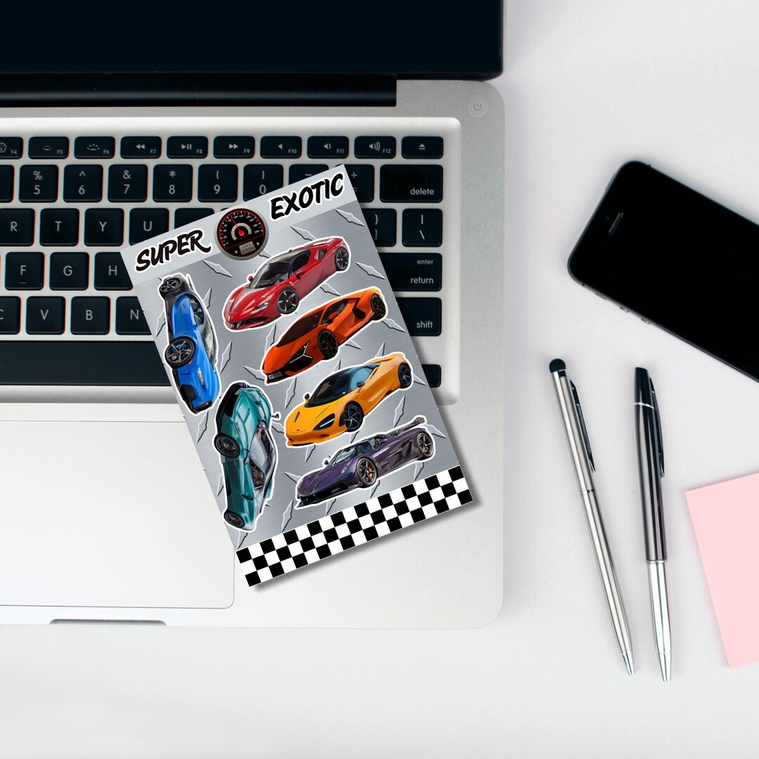 Custom Car Sticker Sheet – Supercar Decals for Journals, Laptops ...