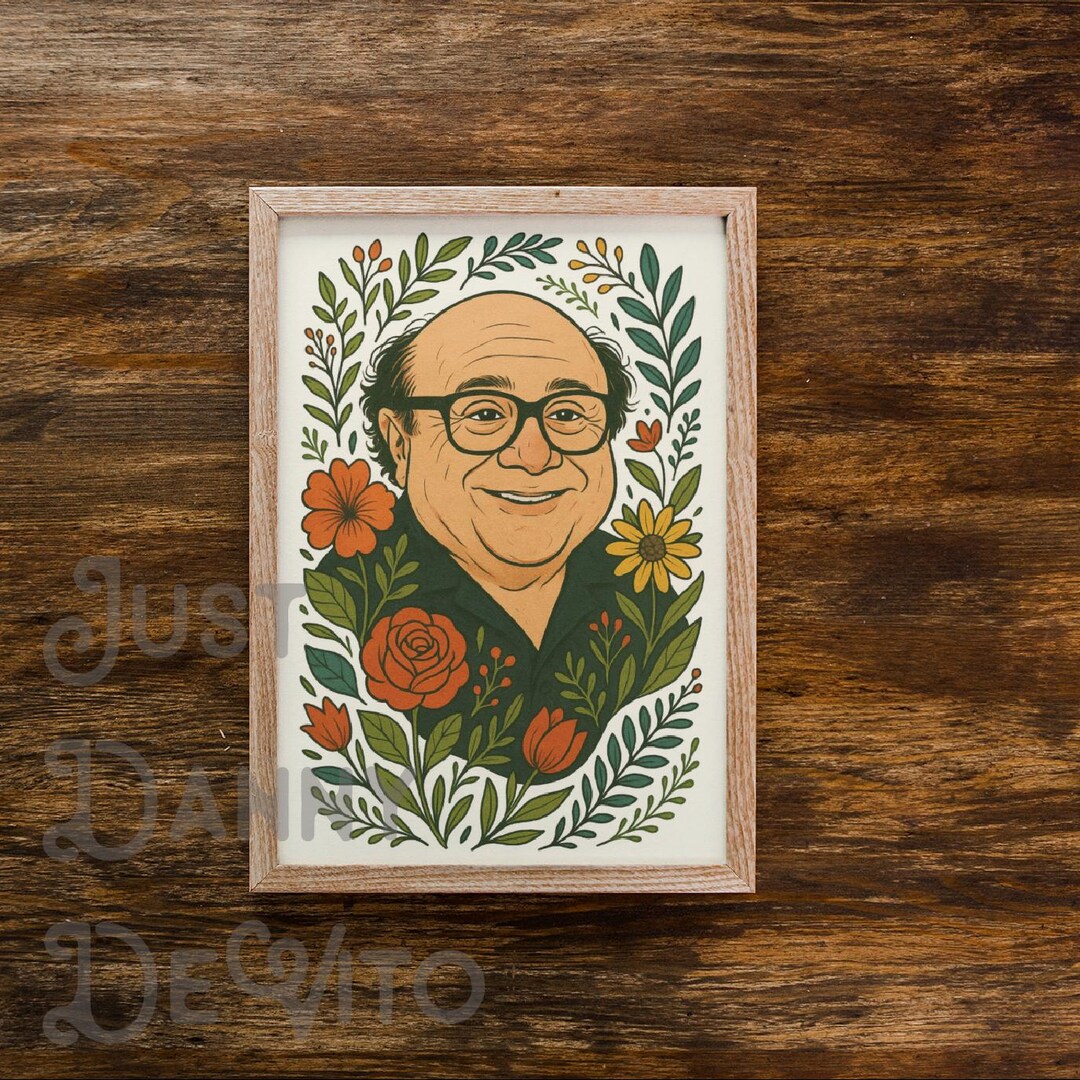 Danny Devito - Art Print - Illustrated Portrait - Graphic Florals - Printable Wall Art - Etsy