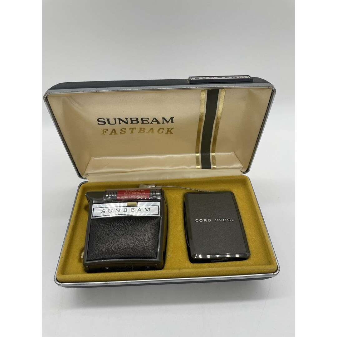 Vintage Sunbeam Fastback Electric Shaver Razor Blade Brown W/ Box Works ...
