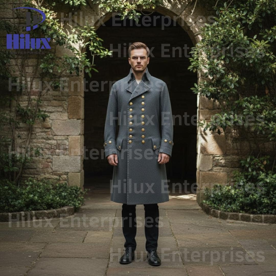 Men’s Grey Military Coat – Historical Officer Uniform Jacket ...
