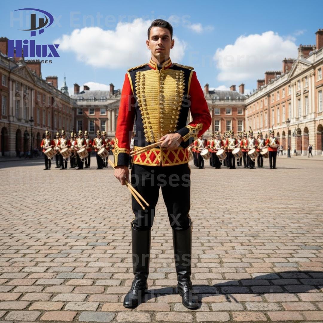 Custom Military Drum Major Jacket Uniform | Black Red Gold Tunic ...