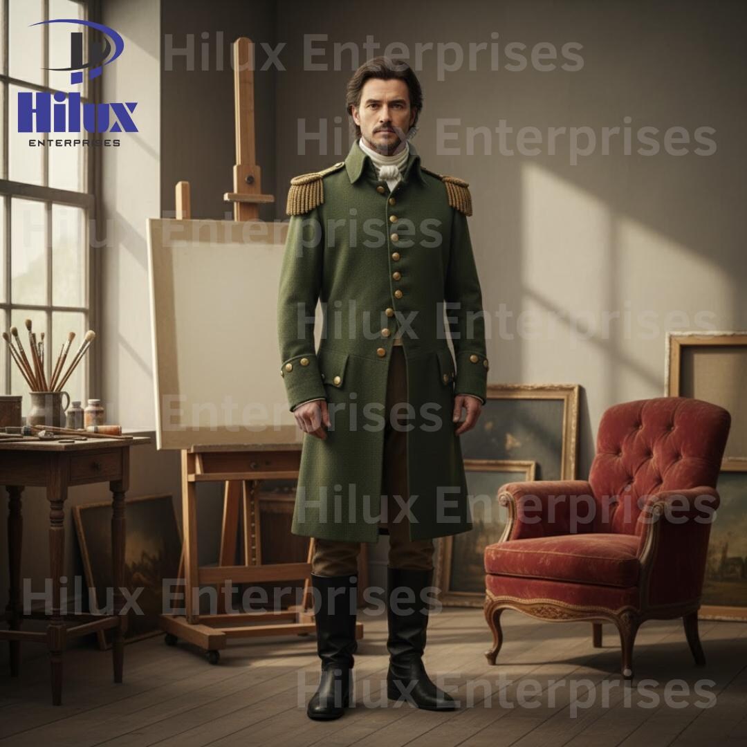 Men’s Historical Military Coat – Green Regency Officer Jacket With Gold ...