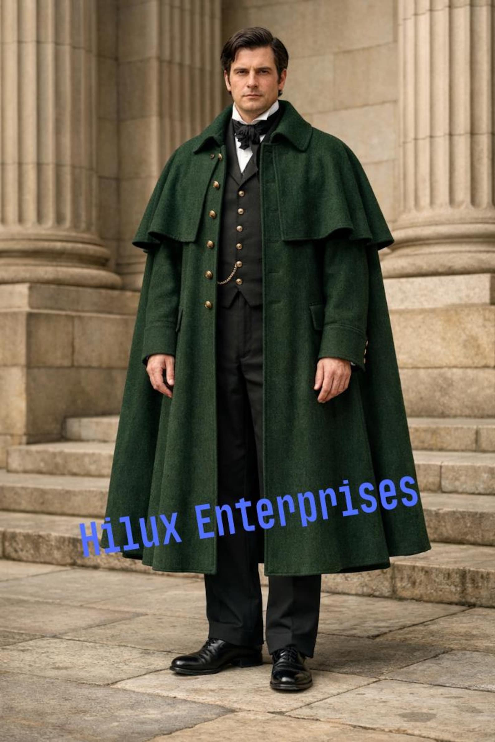 Regency Era Handmade Gentleman Cloak in Deep Green Wool | Aristocratic ...