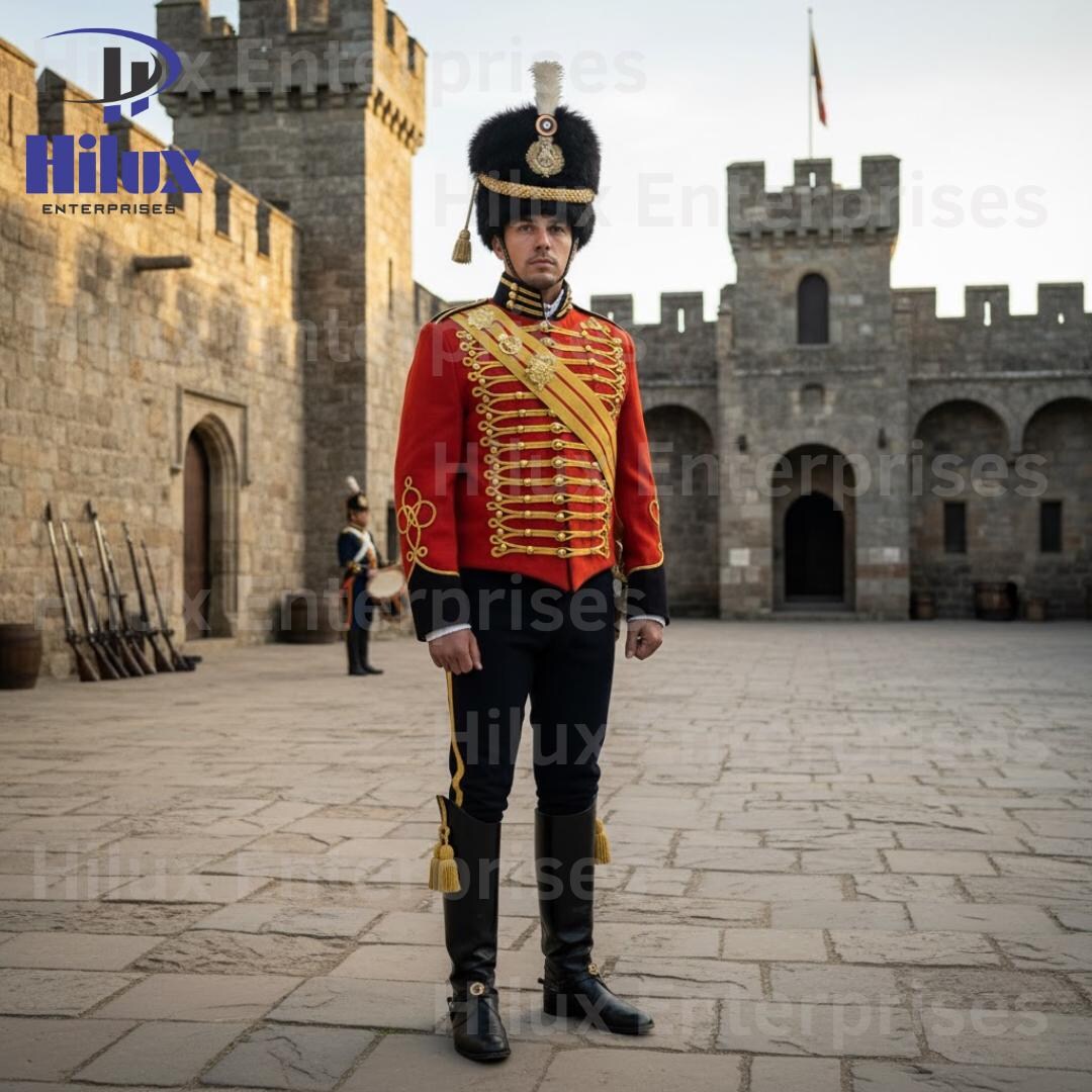 Men's British Napoleonic Hussar Uniform | Red Military Dolman Jacket ...