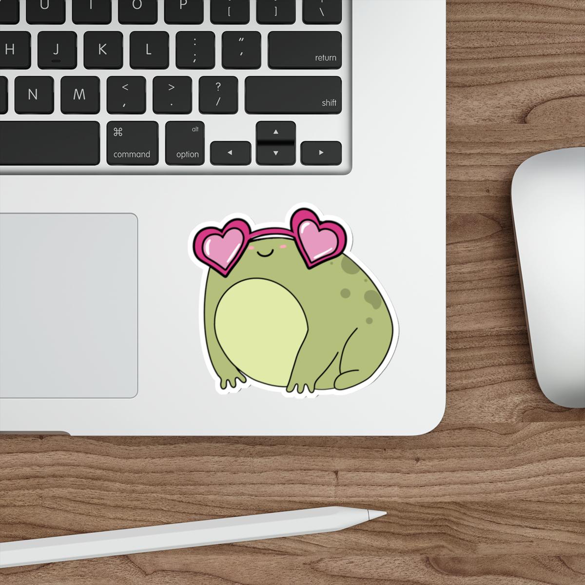 Cute Frog Love Die-cut Stickers, Adorable Frog Stickers, Heart Eyed ...