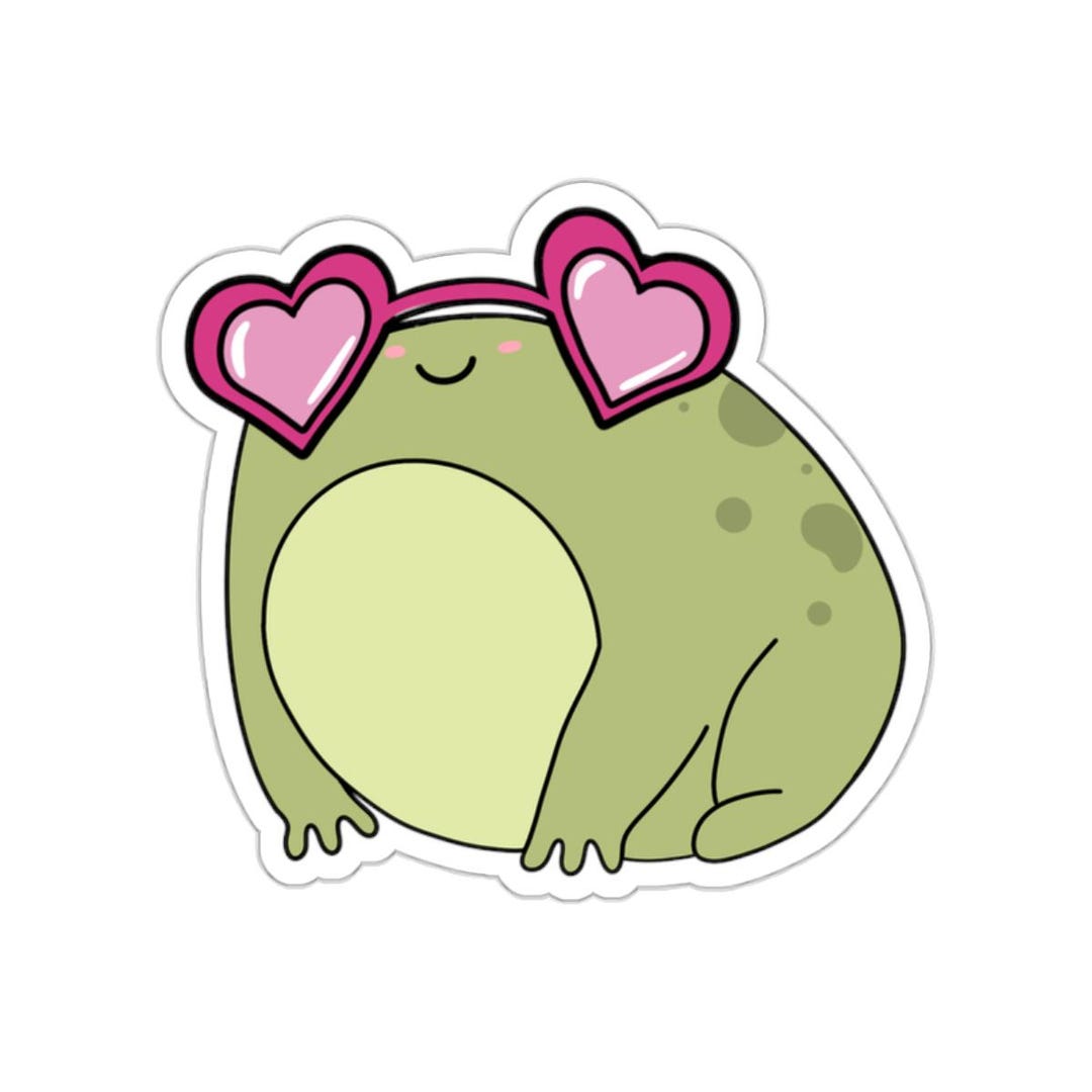 Cute Frog Love Die-cut Stickers, Adorable Frog Stickers, Heart Eyed ...