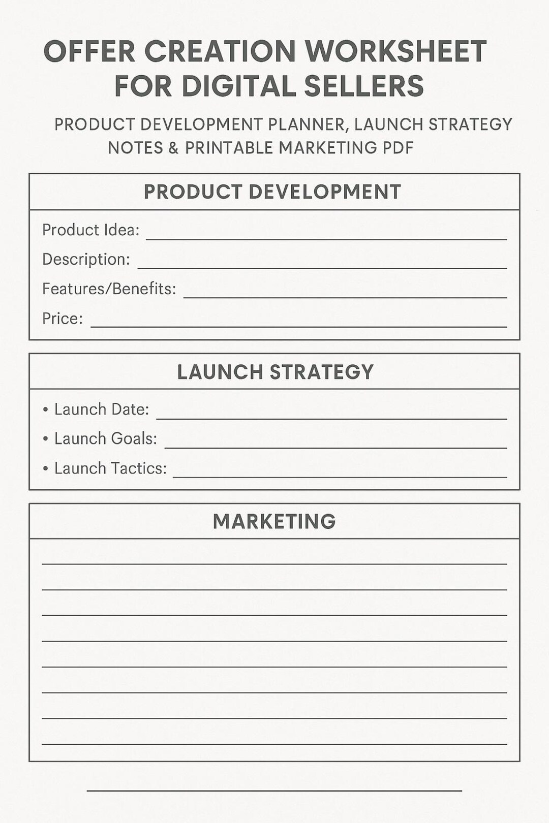 Digital Offer Creation Planner for Online Sellers – Product Development ...